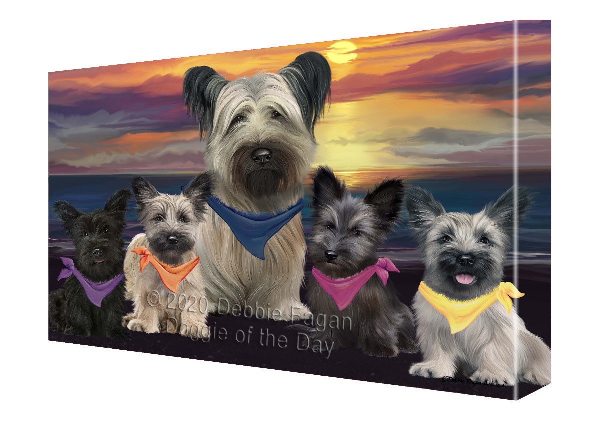 Family Sunset Dog Cat Canvas Wall Art, Pet Photo Lovers Gift Home Decor ...