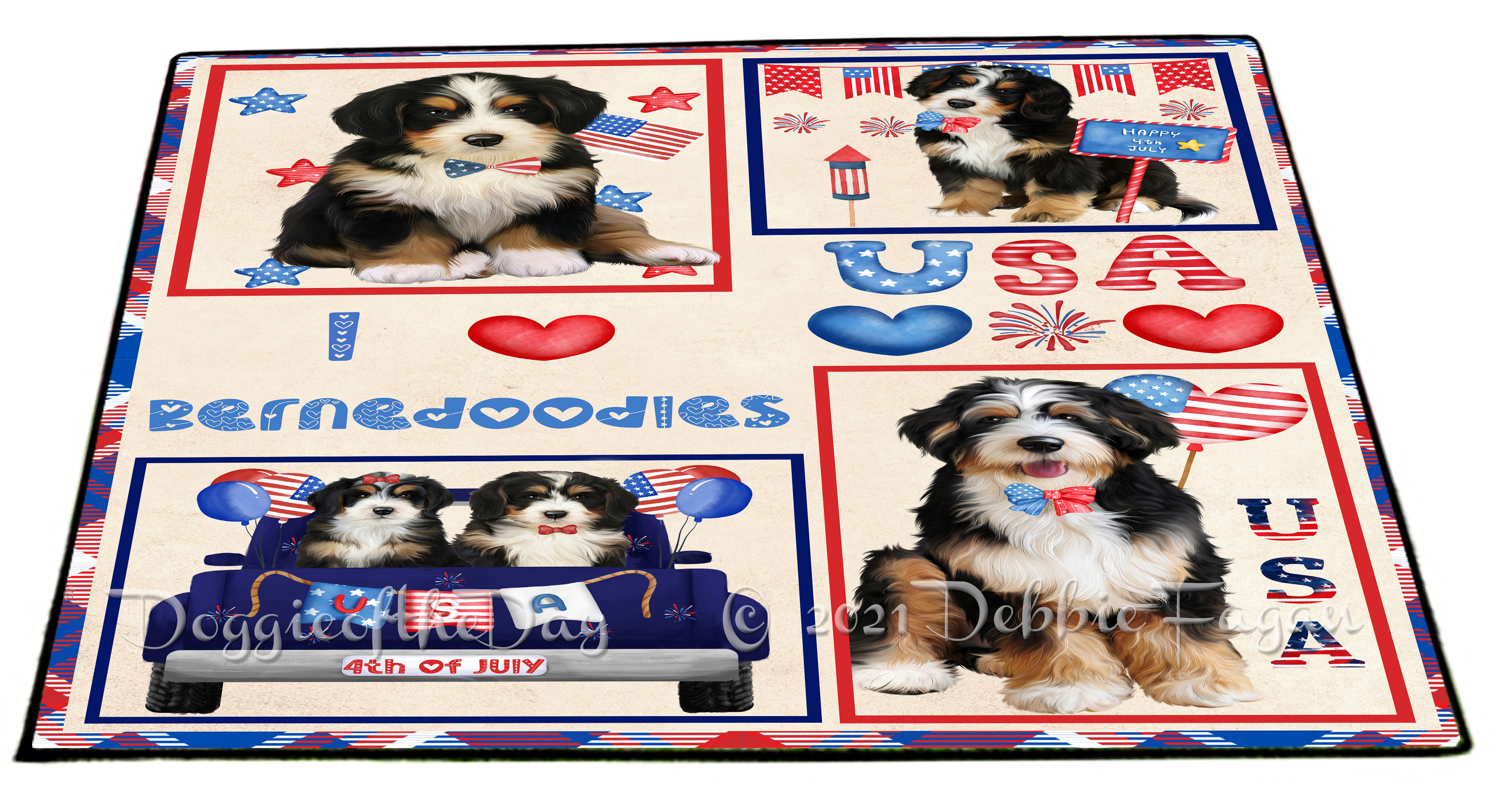 Bernedoodle Dog Floor Mat Personalized Pet Door Mat Valentine Day NWT ...