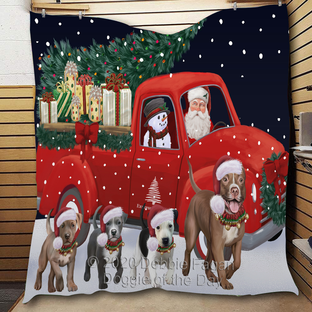 Pitbull Quilt Dog Bedding Personalized Christmas Gift Many Designs NWT ...