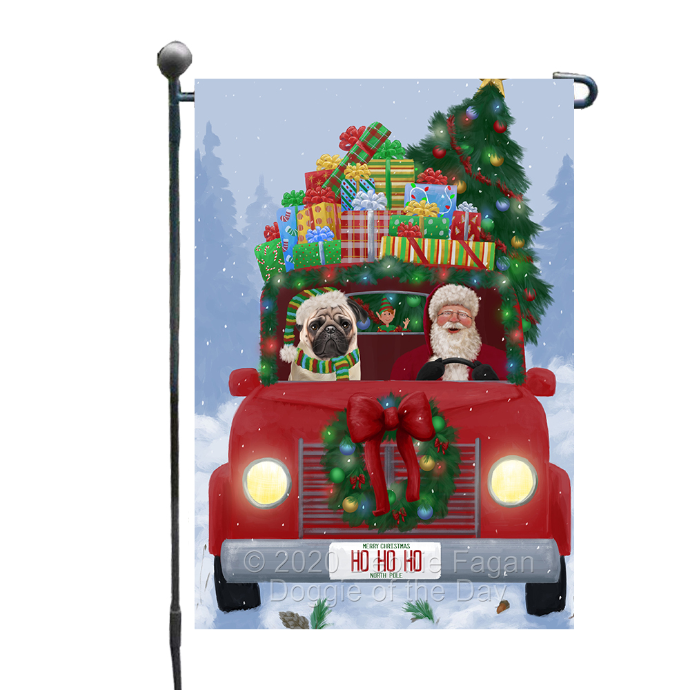 Pug Dogs Garden Flag Personalized Double Sided Christmas Many Designs ...