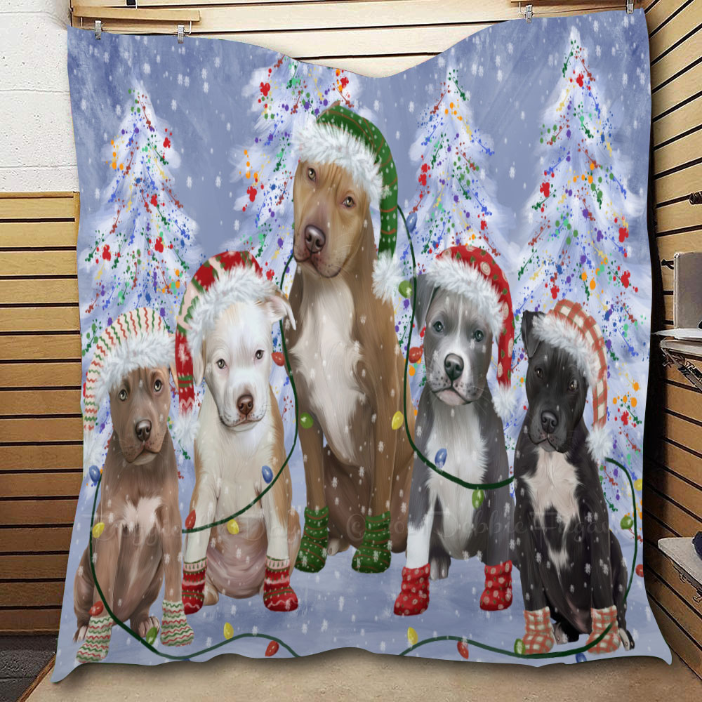 Pitbull Quilt Dog Bedding Personalized Christmas Gift Many Designs NWT ...