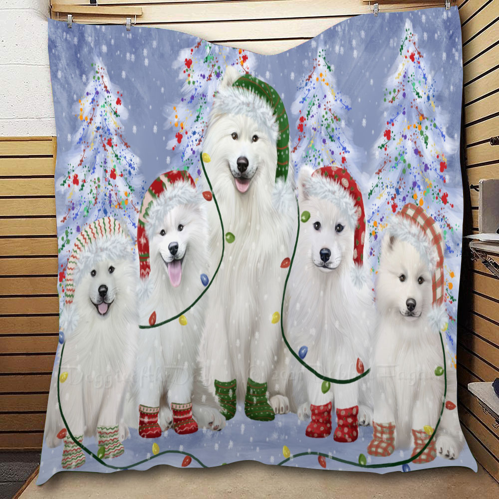 Samoyed Quilt Dog Bedding Personalized Christmas Gift Many Designs NWT ...