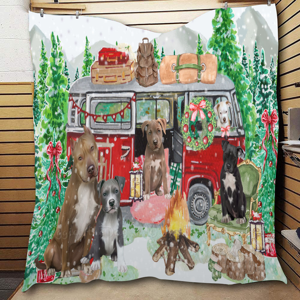 Pitbull Quilt Dog Bedding Personalized Christmas Gift Many Designs NWT ...