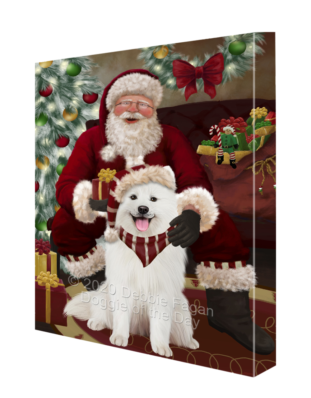 Samoyed Dog Canvas .75" Personalized Digital Painting Christmas NWT | eBay