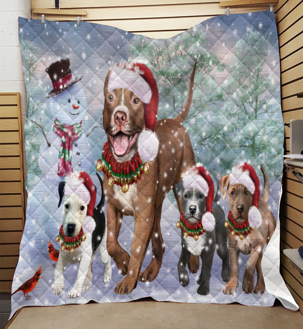 Pitbull Quilt Dog Bedding Personalized Christmas Gift Many Designs NWT ...