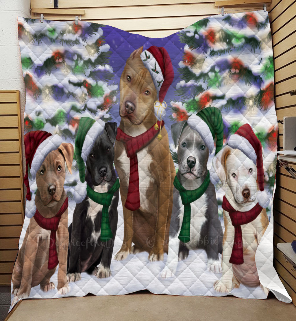 Pitbull Quilt Dog Bedding Personalized Christmas Gift Many Designs NWT ...